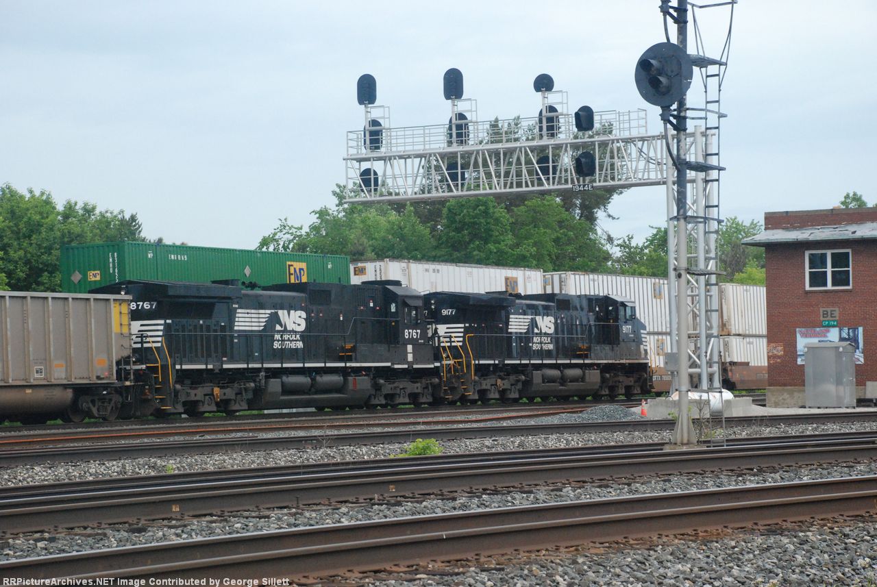 NS 9177 passes BE tower.